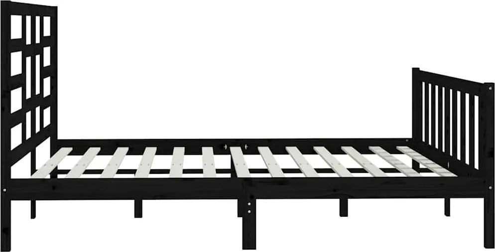 Rám postele černý masivní borovice 200 x 200 cm 3107637