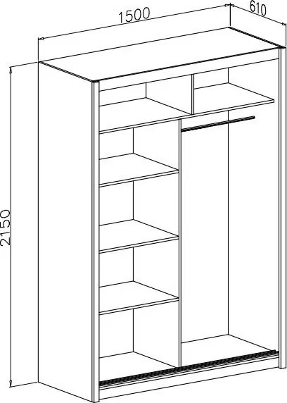 Casarredo - Komfort nábytek Šatní skříň SANDINO/VISTA 150 černá