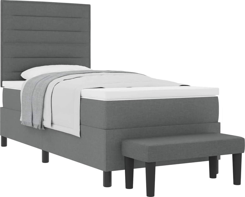 Postel s boxspringem s polštářem Tmavě šedá 80 x 200 cm textil 3343947