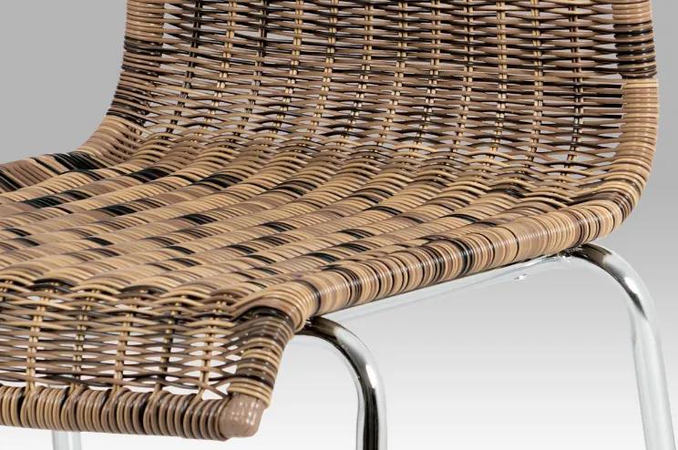 Zahradní židle NUNKI — umělý ratan hnědý, chrom