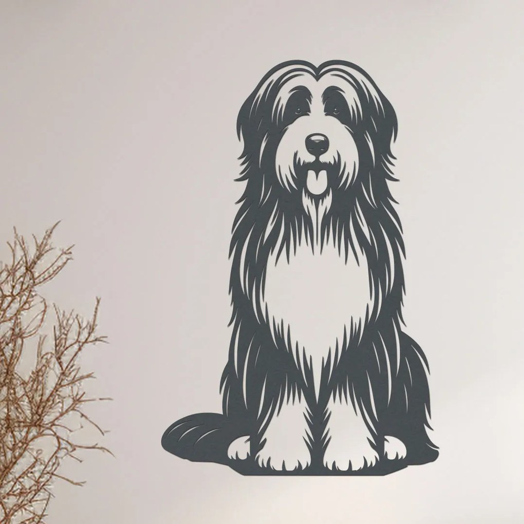 dřevo života Dřevěný obraz Bearded Collie Zvolte rozměr (cm): 31x40, Zvolte barvu dekoru: Černá