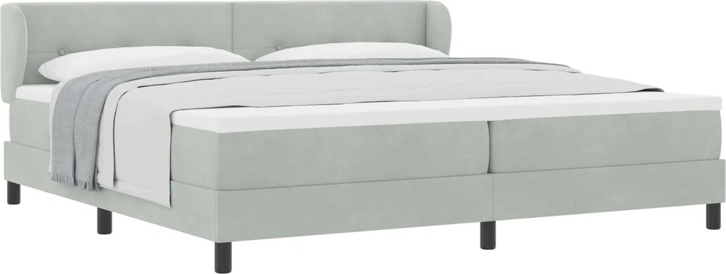 Postel s boxspringem s čelo Světle šedá 200 x 200 cm samet 3340406