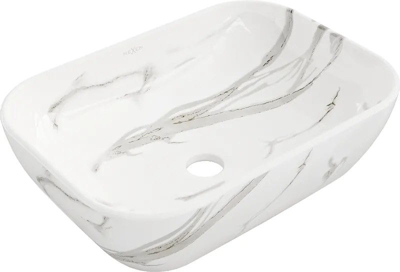 Mexen Rita, umyvadlo na desku 455x325x135 mm, bílá-imitace kamene, 21084584