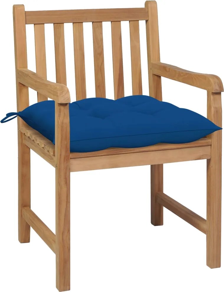 Zahradní židle 2 ks modré podušky masivní teak 3062755