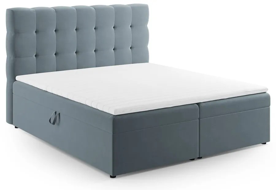 Světle modrá boxspring postel s úložným prostorem 160x200 cm Bali – Cosmopolitan Design