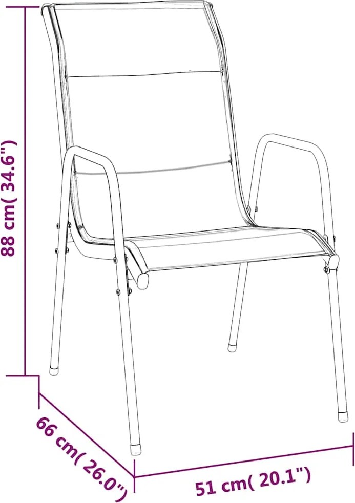 Zahradní židle 6 ks ocel a textilen černé 316822