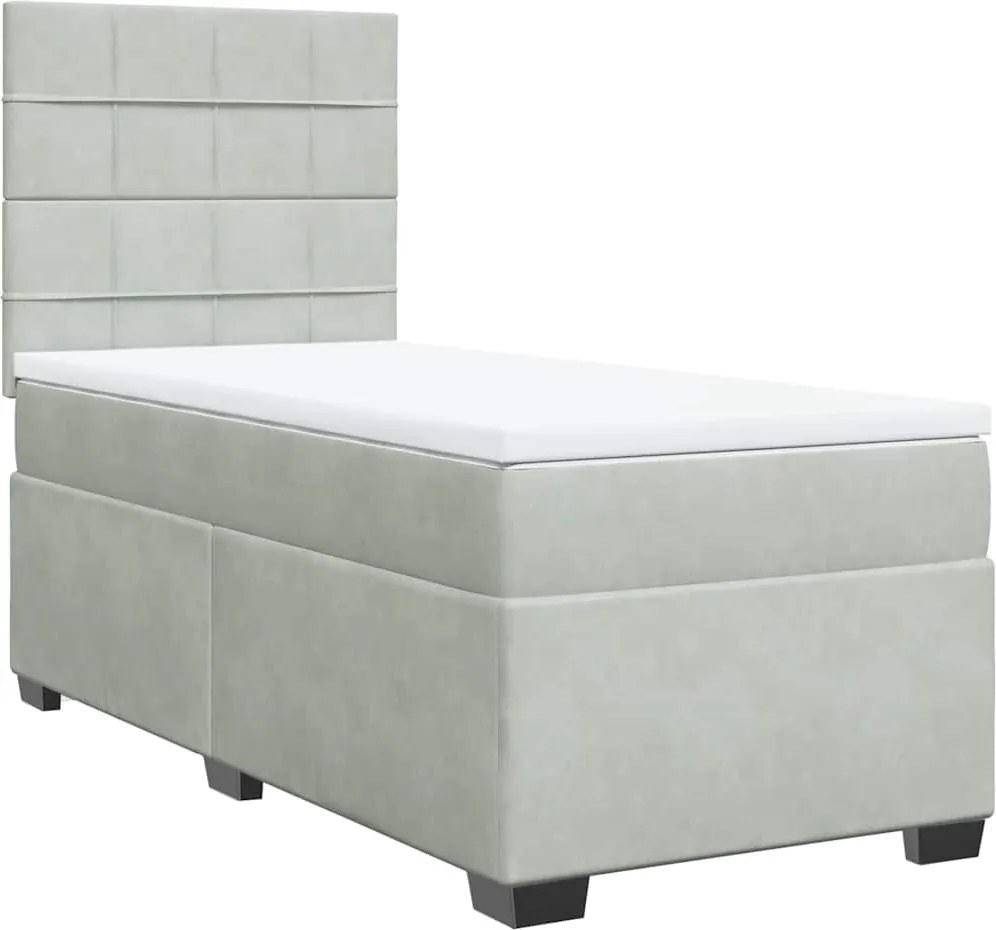 Box spring postel s matrací světle šedá 100x200 cm samet 3293134