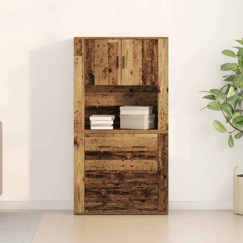 Vysoký bufet Staré dřevo 80 x 33 x 150 cm Kompozitní dřevo 3334343