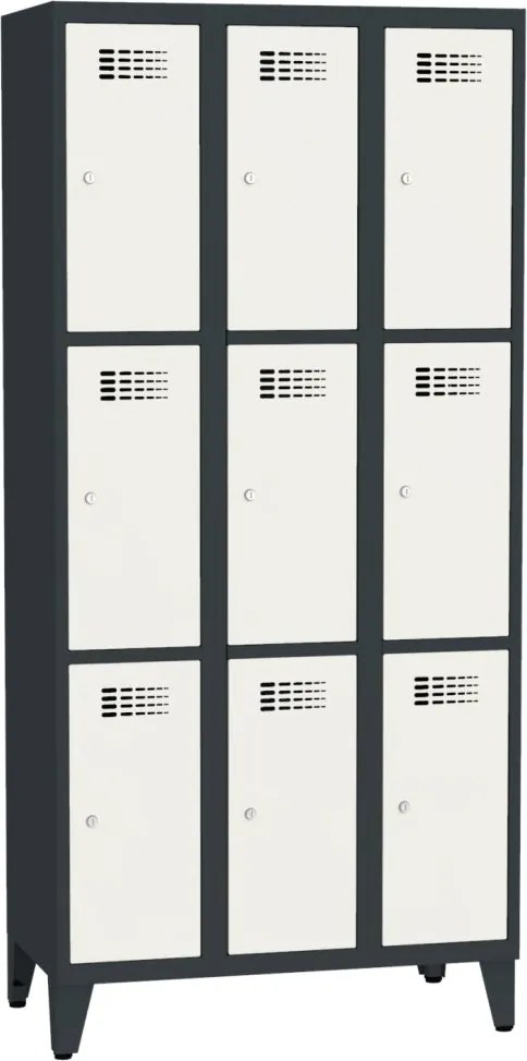 MALOW Šatní skříň dělená Sus 333 W šířka 900 mm [světle šedá, světle modrá, cylindrický zámek]