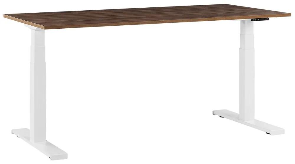 Elektricky nastavitelný psací stůl 180x80 cm hnědý-bílý DESTIN II Beliani