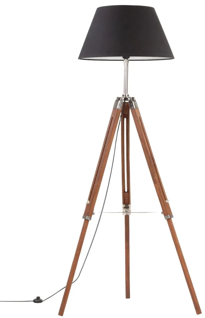 288079 vidaXL Stojací lampa stativ medově hnědá a černá masivní teak 141 cm