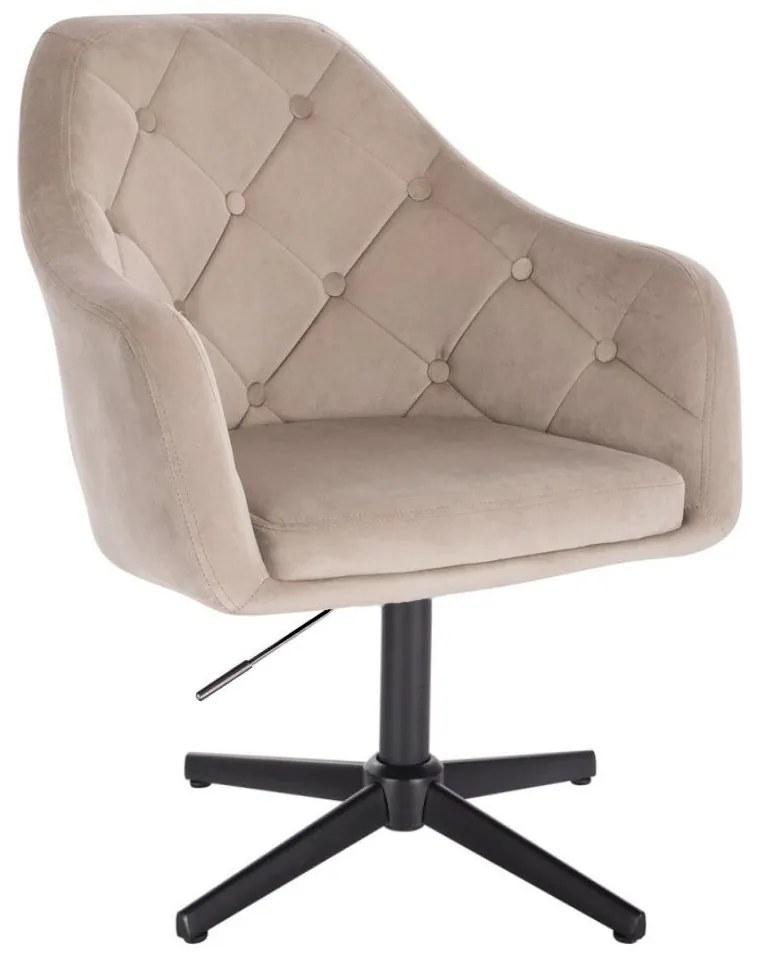 LuxuryForm DESIGN Otočné křeslo ANDORA VELUR na černém kříži - latte