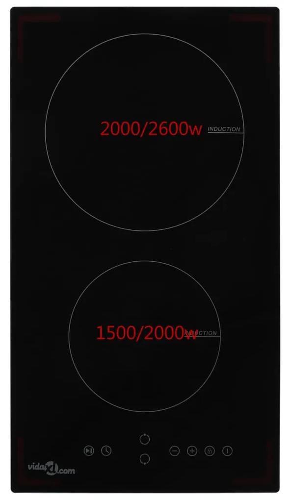 vidaXL Indukční deska 2 varné zóny dotykové ovládání sklo 3 500 W