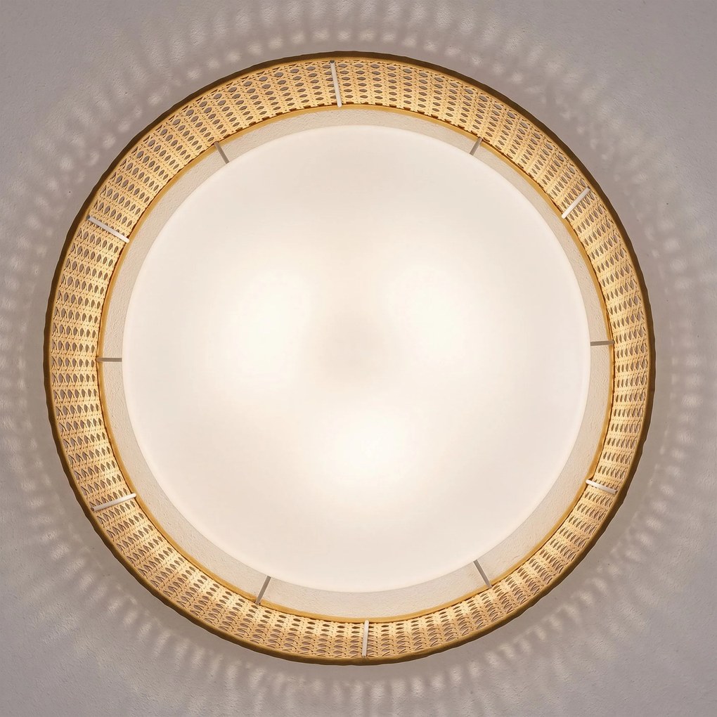 Toolight Toolight, LED stropní svítidlo plafon s ratanovým stínítkem 4000K, APP1934-C, bílá-ratan, 50 cm, OSW-66090
