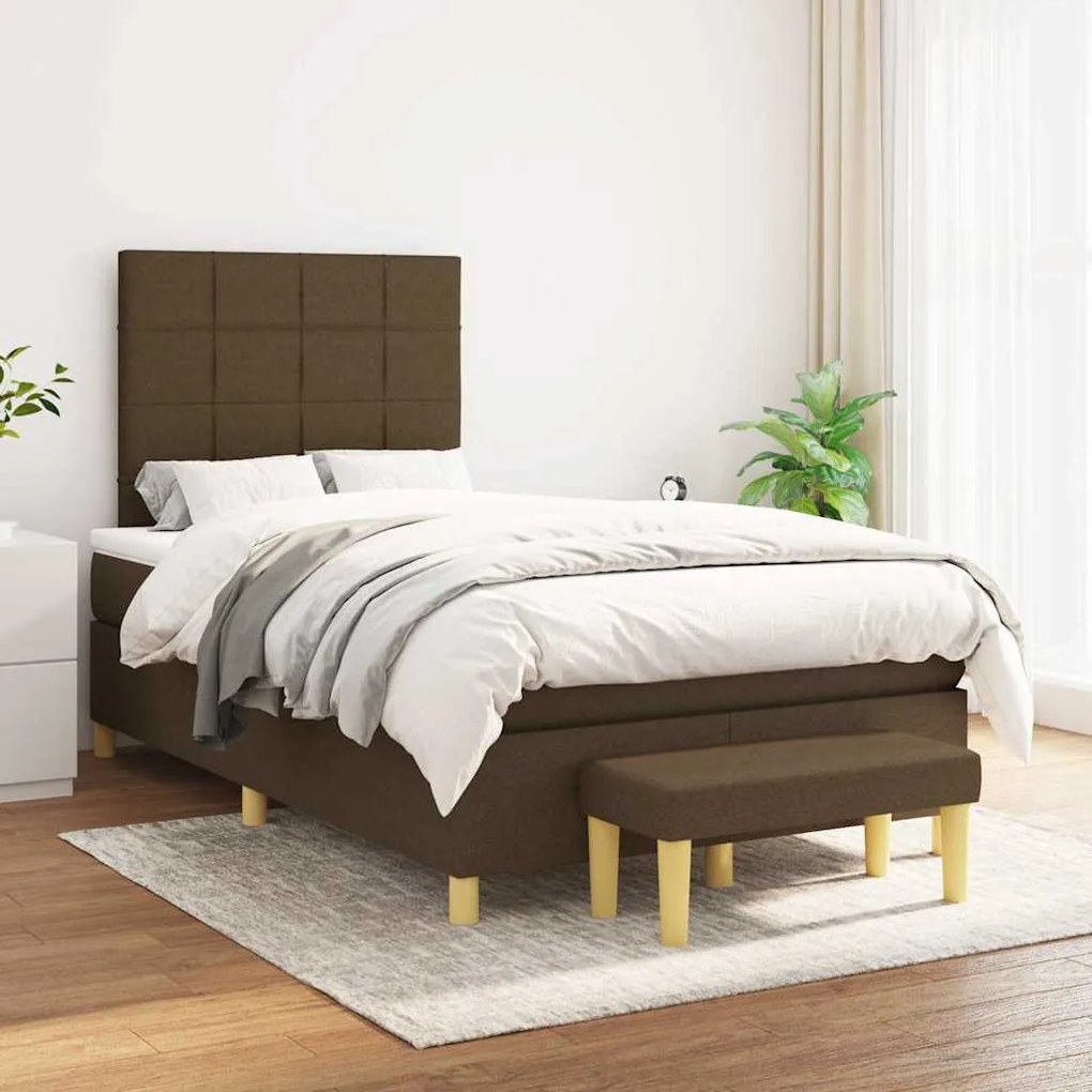Box spring postel s matrací tmavě hnědá 120x190 cm textil 3270407