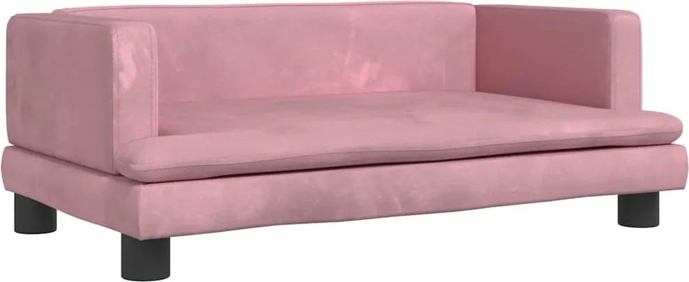 Pelíšek pro psy růžový 80 x 45 x 30 cm samet 171897
