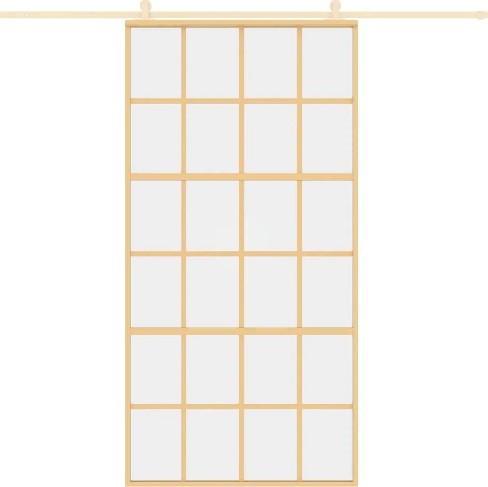 vidaXL Posuvné dveře 102,5 x 205 cm čiré ESG sklo a hliník [155174] Barva: Zlatá a matná