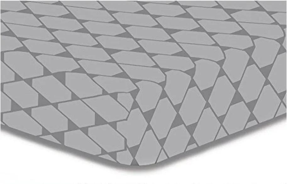 Šedé elastické prostěradlo z mikrovlákna DecoKing Rhombuses, 200 x 220 cm