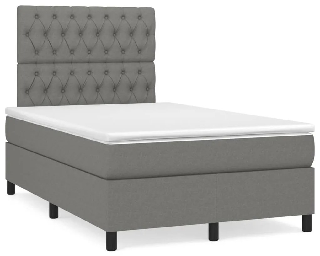 Box spring postel s matrací a LED tmavě šedá 120x190 cm textil 3270219