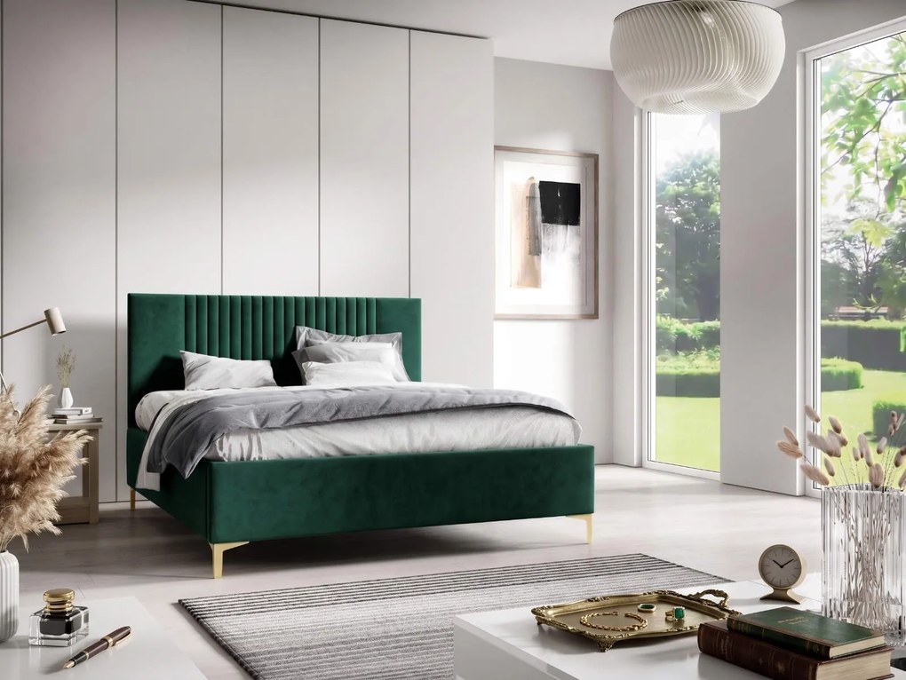 Eka Čalouněná postel LINA+ 120x200 cm Barva látky Trinity: Světle růžová (Trinity 2319), Úložný prostor: S kovovým rámem úložného prostoru, Barva nožek postele: Černá