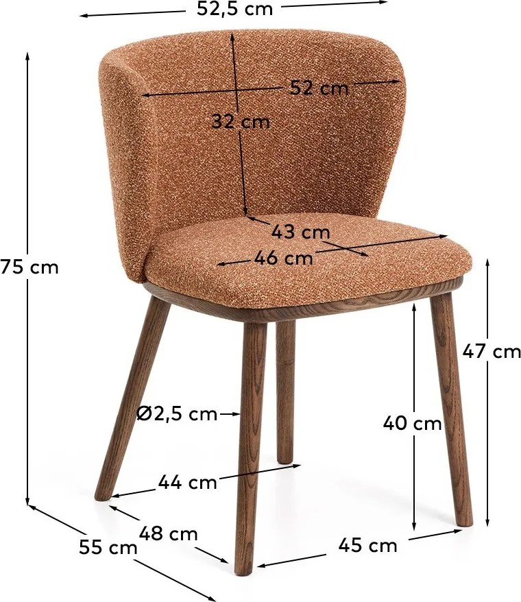 Čalouněné jídelní křeslo v terakotové barvě Ciselia – Kave Home