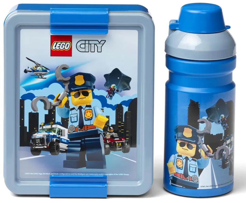 Box svačinový 20x17,3x7,1cm+láhev 390ml,PP+silikon LEGO CITY sada 2díl.