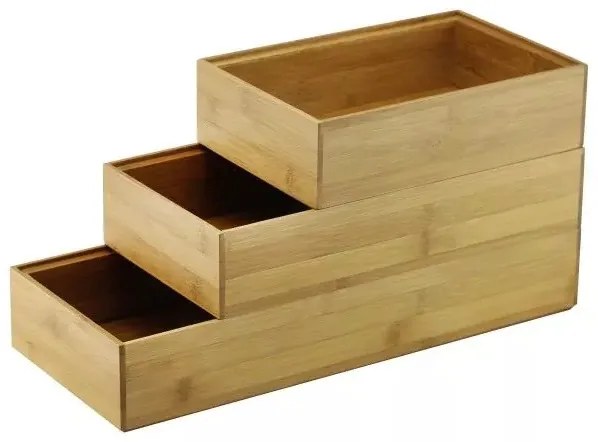 5Five® Bambusové organizéry, úložné boxy do šuplíku, sada 3ks - TSX3 38 x 30 x 15 cm