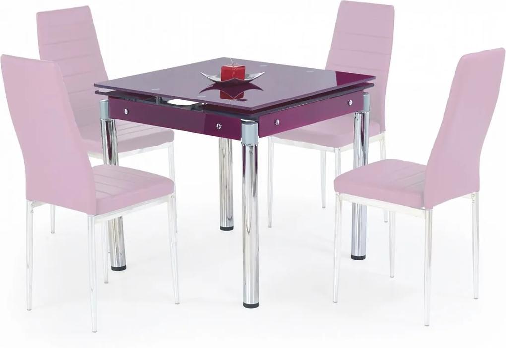 Skleněný stůl Nestor 2 - fialový, sklo + chromovaná ocel