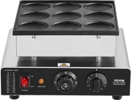 9PCS 76 mm Dutch Pancake Maker Komerční Dorayaki Baker 850 W nepřilnavý
