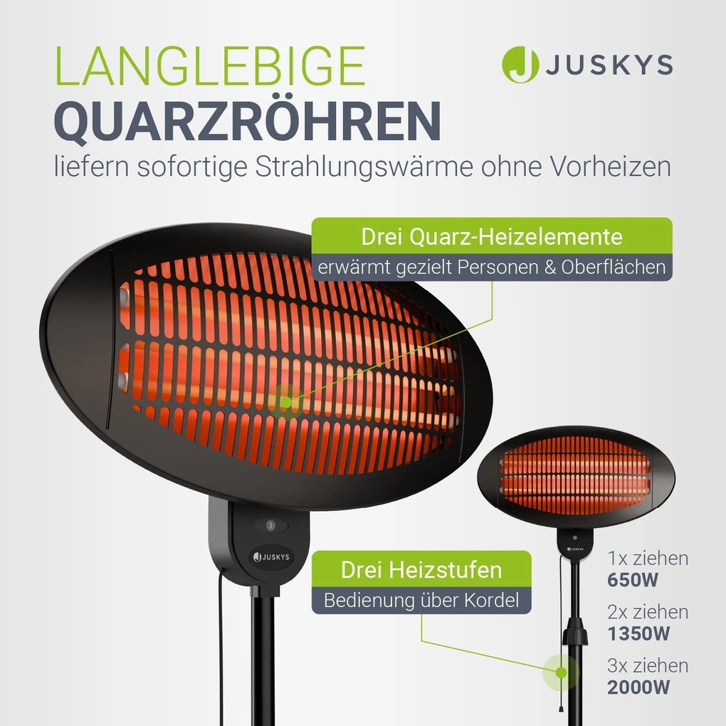 Juskys Venkovní infračervený zářič 2 000 W, černý