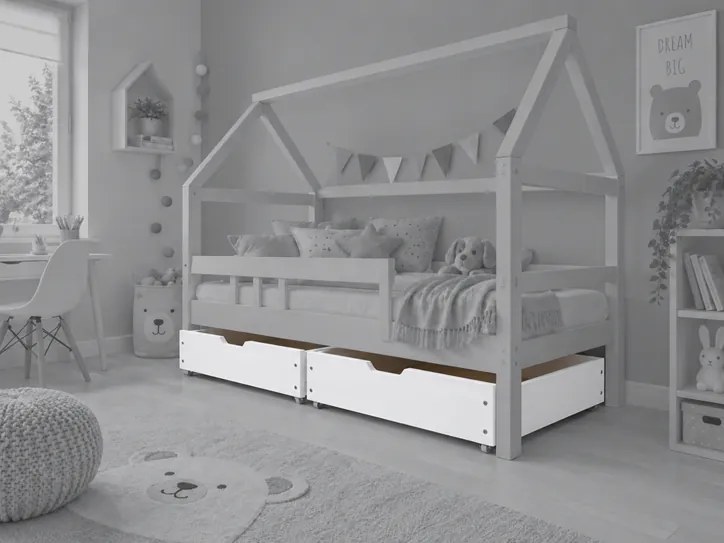Šuplíky pod postel 180 cm z masivu borovice - bílá barva - 2 ks