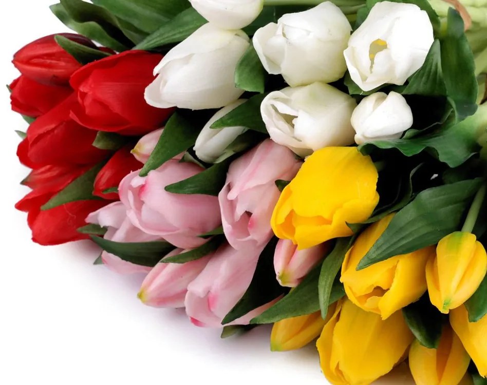 Umělá kytice tulipán - 4 červená