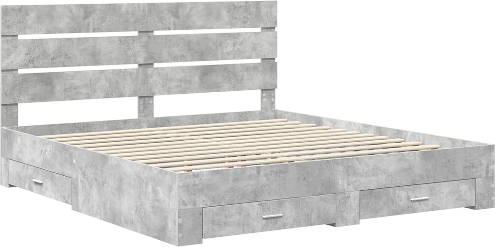 Rám postele s čelo Betonově šedá 180 x 200 cm Kompozitní dřevo 3411946