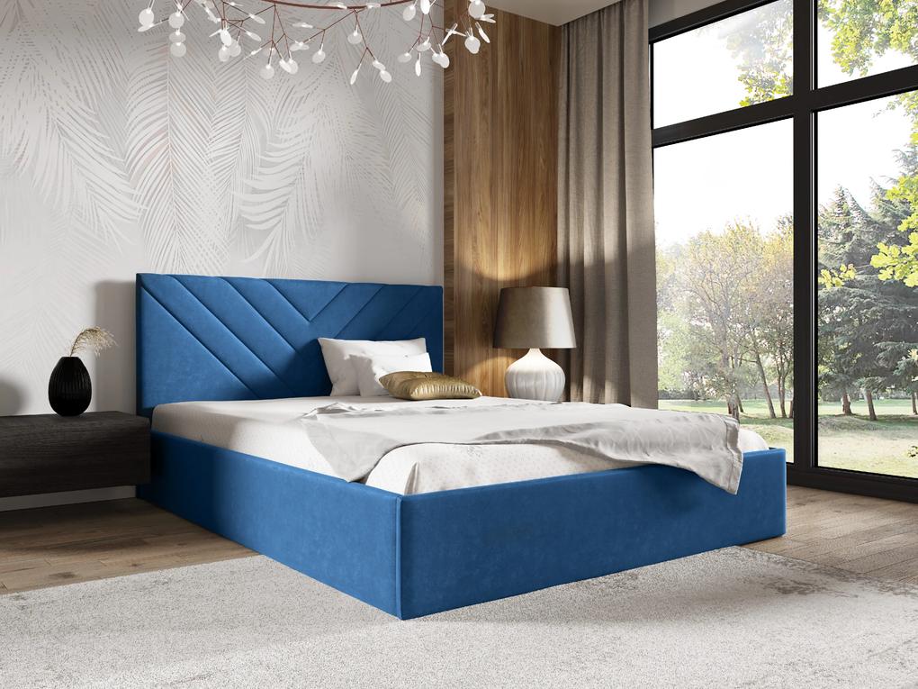 Eka Čalouněná postel LIZA 180x200 cm Barva látky Trinity: (2313) Modrá, Úložný prostor: Bez úložného prostoru