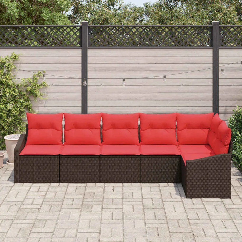 Set pohovek 6 ks Hnědá polyratan 3346744