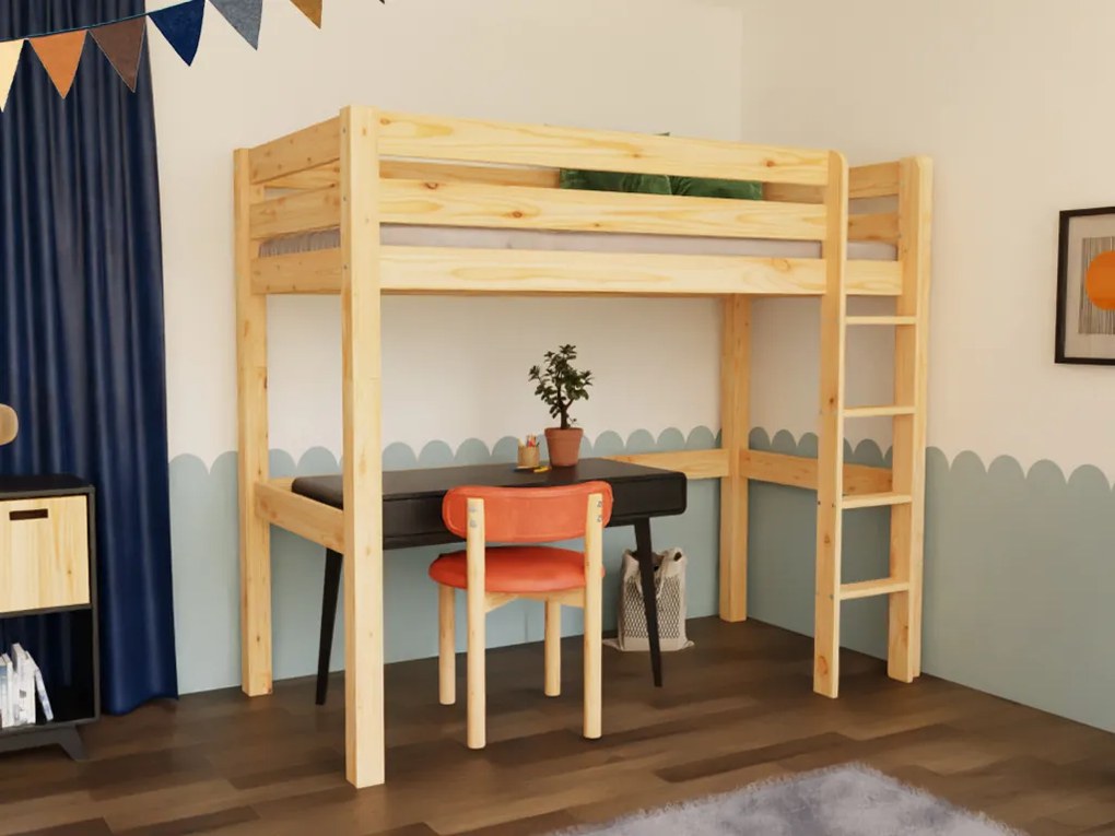 Tartak Meble Dřevěná vyvýšená postel MAKALU pro děti 90x200 cm Zvolte barvu: Šedá