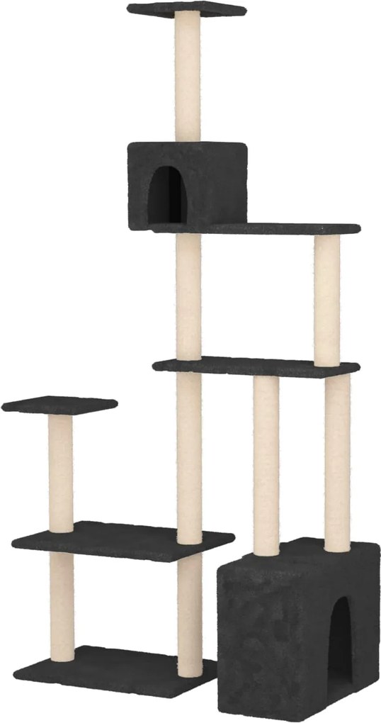 Kočičí strom se škrabacími sloupky sisal Tmavě šedá 177,5 cm 172391