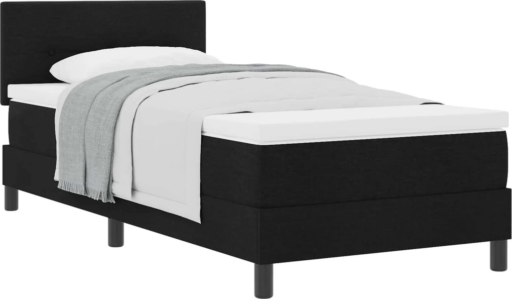 Postel s boxspringem s čelo Černý 100 x 200 cm textil 3338666