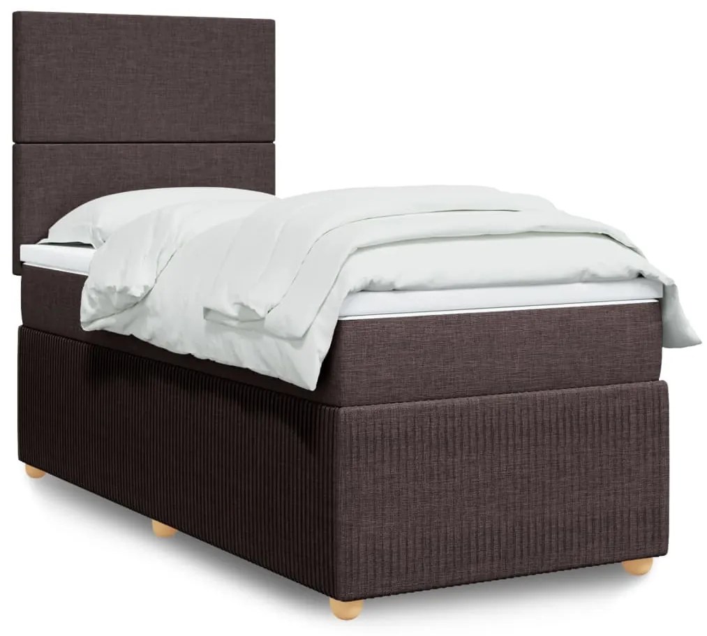 Box spring postel s matrací tmavě hnědá 90x190 cm textil