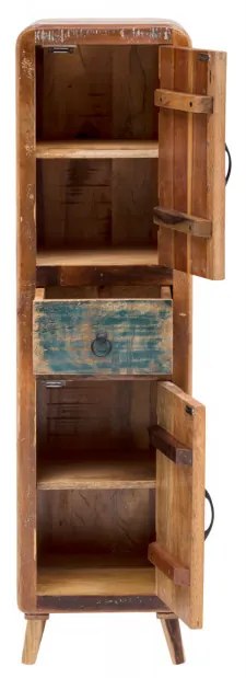 Masivní vyšší skříň do koupelny Barma II z recyklovaného dřeva