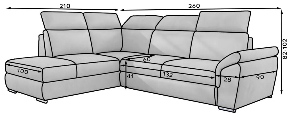 Loreto sedací souprava Materiál / Dekor: Monolith 09, Monolith 29, Orientace: Levá