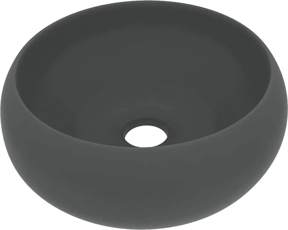 Luxusní umyvadlo kulaté matné tmavě šedé 40 x 15 cm keramické 147005