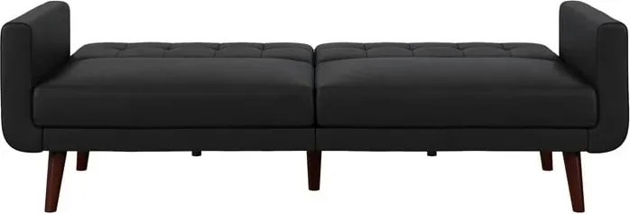 Černá rozkládací pohovka z imitace kůže 200 cm Nola – Støraa