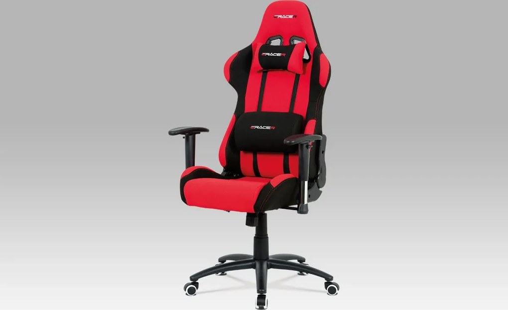 Autronic Kancelářská židle houpací mech., červená látka, kovový kříž KA-F01 RED
