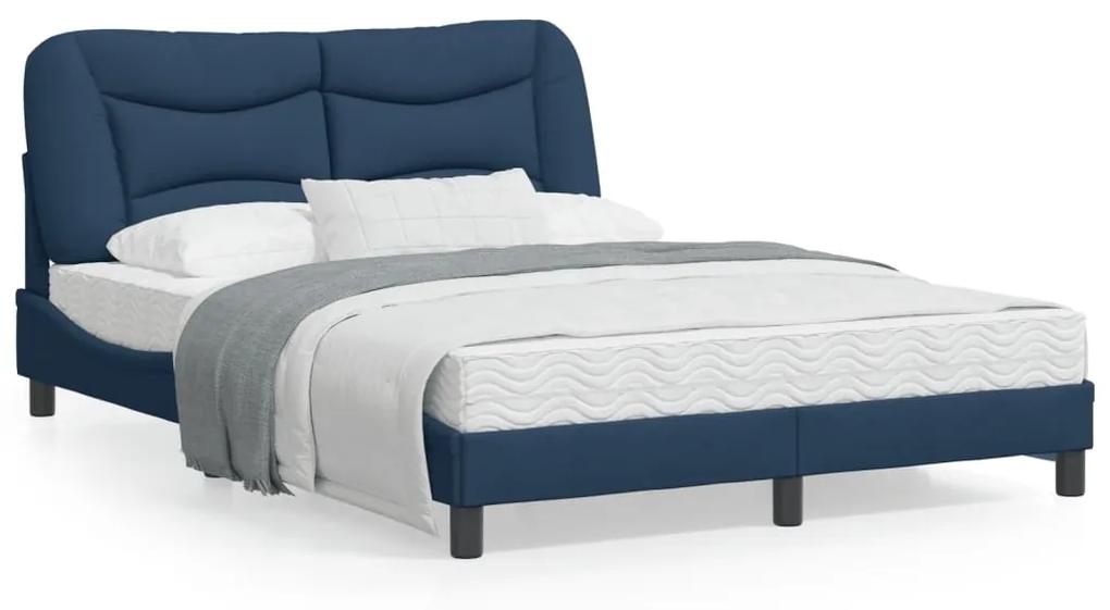 vidaXL Rám postele s LED osvětlením modrý 140 x 190 cm textil