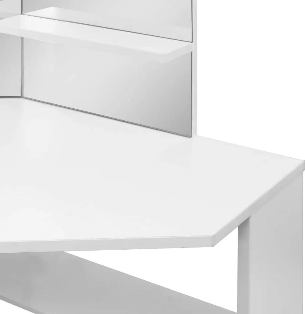 vidaXL Rohový toaletní stolek na líčení bílý [288451]