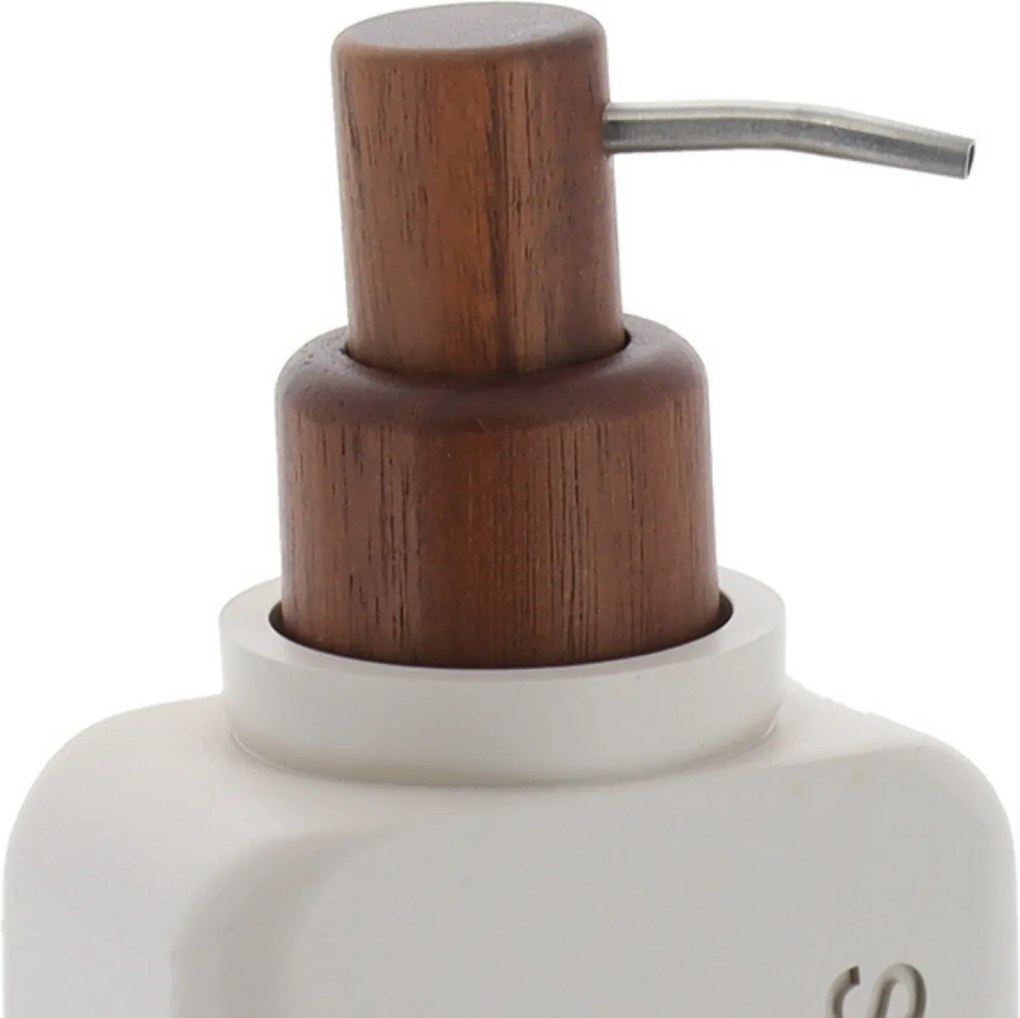 Dávkovač mýdla Salva, béžová/s dřevěnými prvky, 300 ml