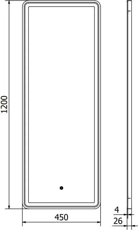 Mexen Coro osvětlené koupelnové zrcadlo 45 x 120 cm, LED 6000K, proti zamlžení, černý rám - 9817-045-120-611-70