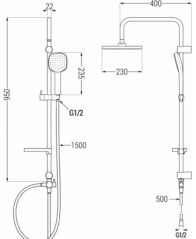 Mexen X33 sprchový sloup, Bílá/Chromovaná - 798333391-21