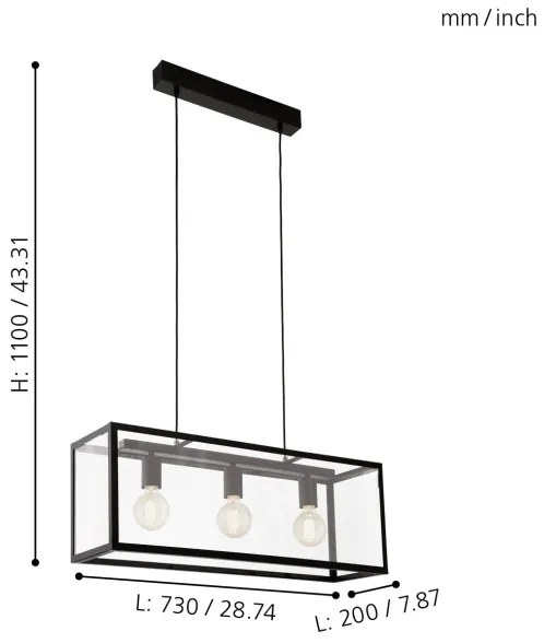 Eglo 49393 - Lustr CHARTERHOUSE 3xE27/60W/230V